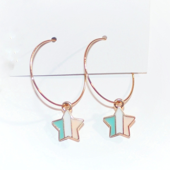 Jewelry | Trans Pride Flag Star Charm Hoop Earrings | Poshmark